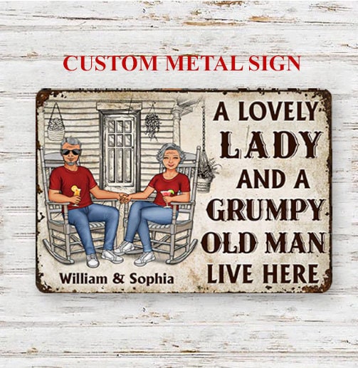 Digital File Couple A Lovely Lady and A Grumpy Old Man Live Here Metal ...