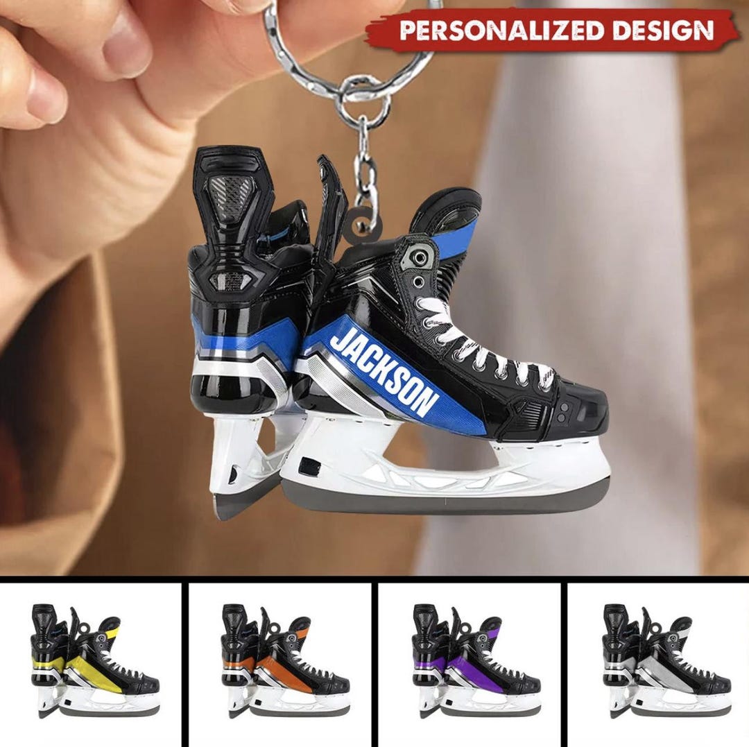 Release Personalized Ice Hockey Skates Keychain, Gift for Hockey Lover ...