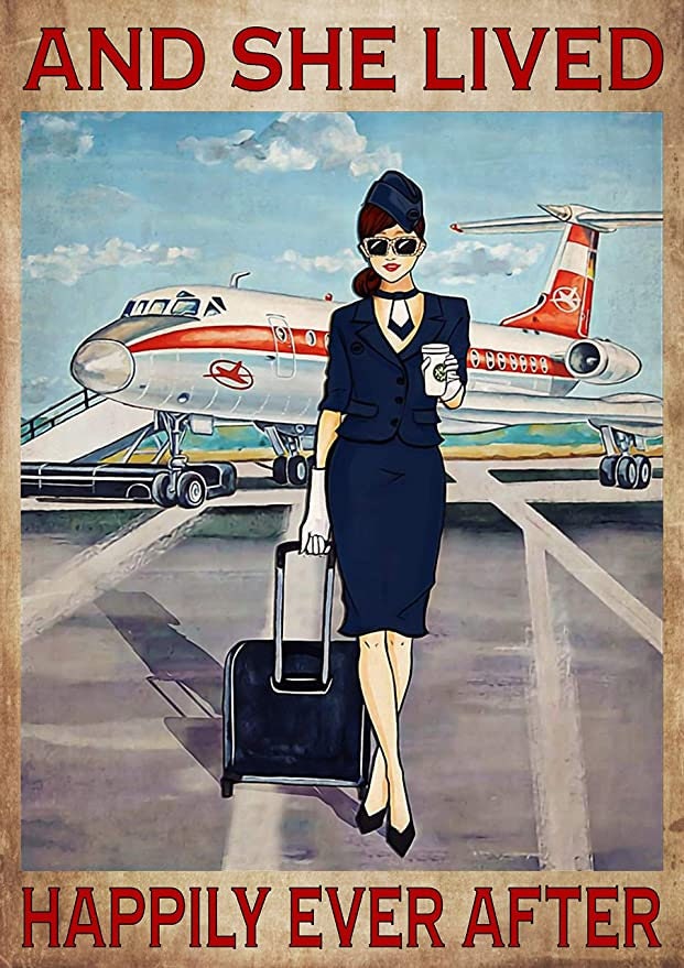 Personalized Flight Attendant and She Lived Happily Ever After Poster ...