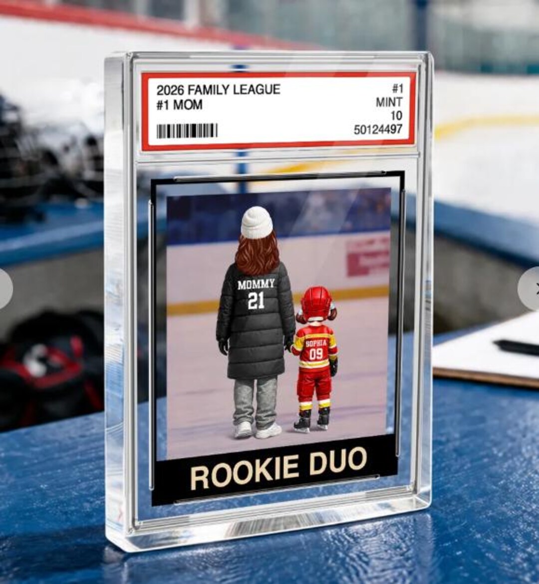 2D Ice Hockey Mom Kids Trading Card Style Figure Personalized Acrylic ...