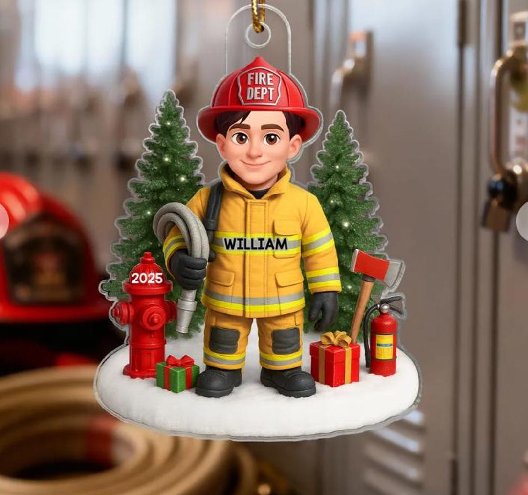 Proud Firefighter With Signature Symbols Acrylic Ornament,christmas ...