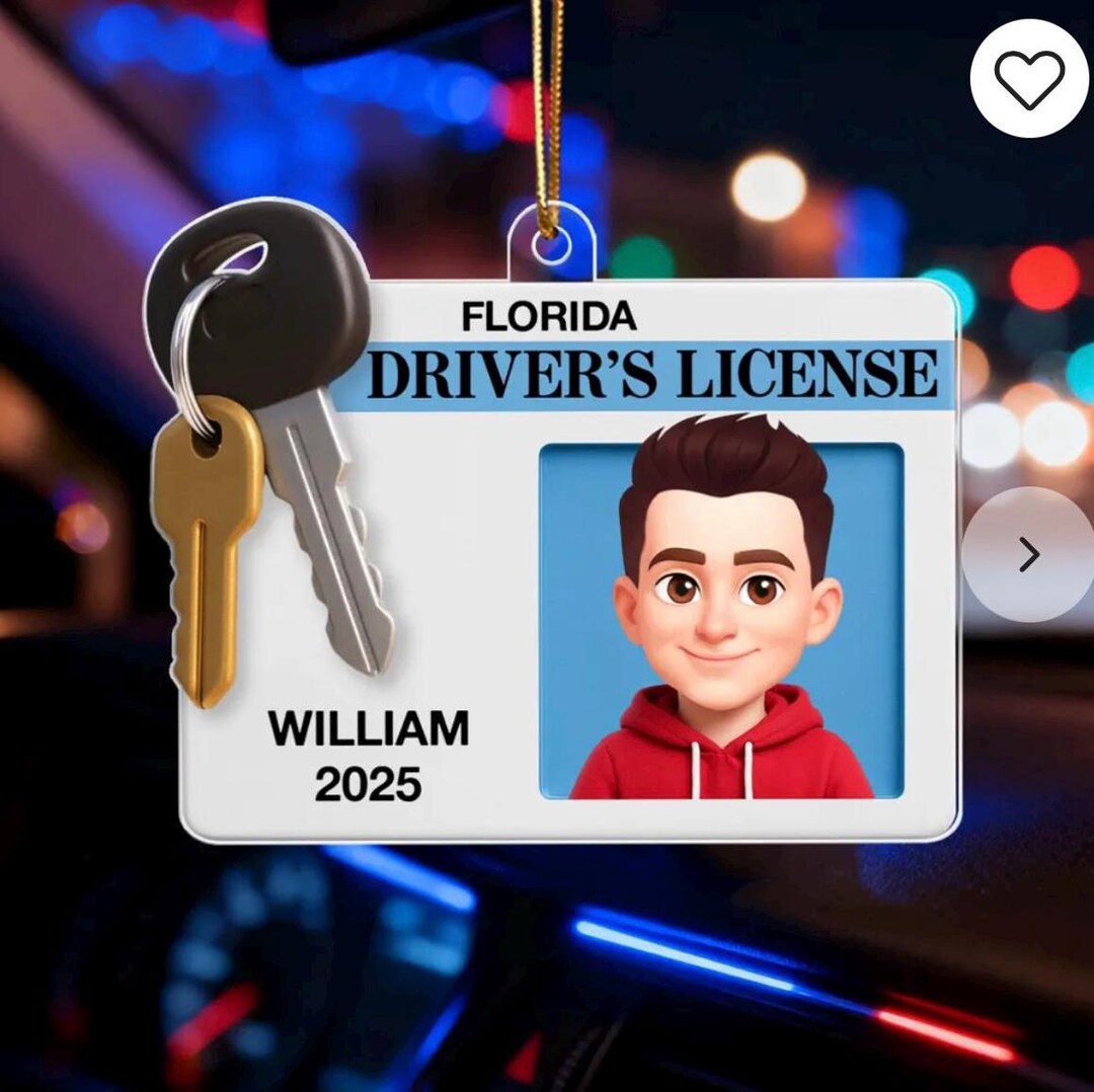 2D Driver's License Personalized Acrylic Ornament, Chrismas Gift for ...