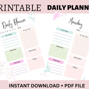 EDITABLE DAILY PLANNER | Printable Daily Planner | Work Day Diary ...