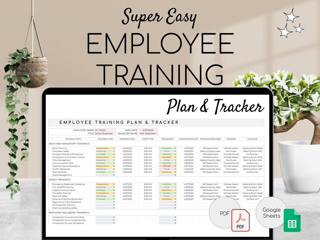 Employee Training Plan & Tracker Template for Google Sheets and ...
