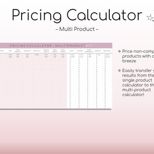 Pricing Calculator Spreadsheet | Small Business Template | Product ...