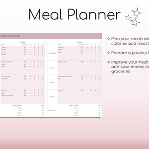 Weight Loss & Fitness Tracker | Google Sheets | Calorie Tracker | Meal ...