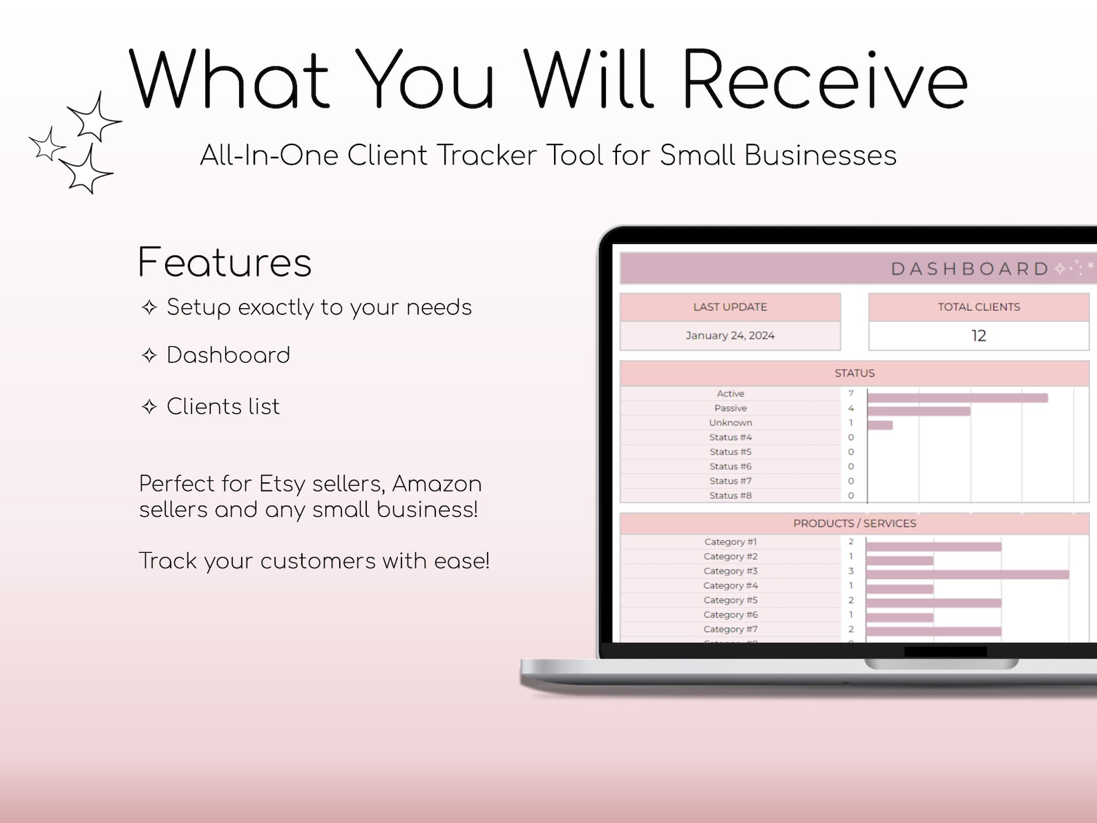 Client Tracker Spreadsheet | Small Business Template | Customer List ...