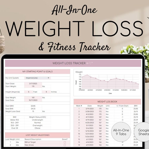 Weight Loss & Fitness Tracker Google Sheets Calorie - Etsy Canada