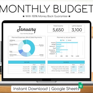 Monthly Budget Spreadsheet | Simple Annual Budget | Personal Finances ...
