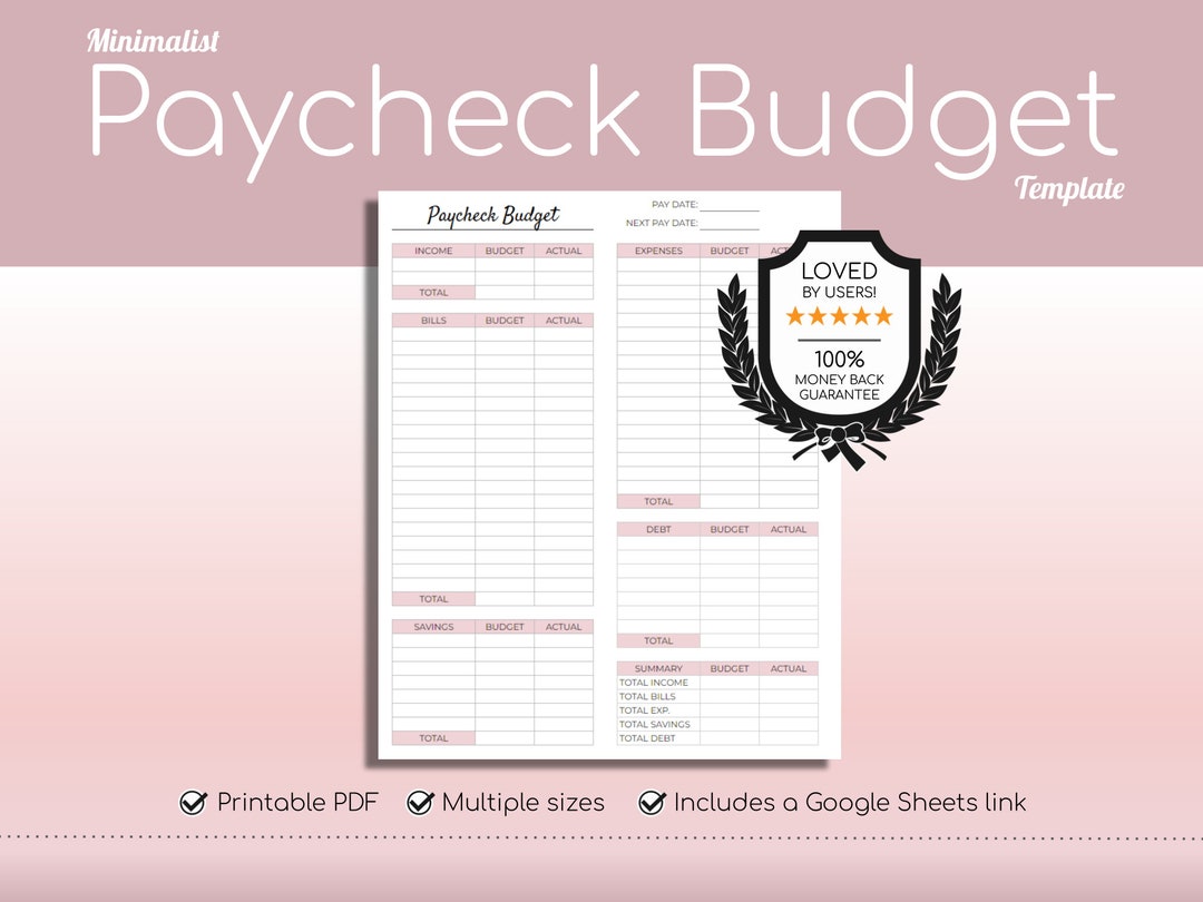 Minimalist Budget | Budget by Paycheck | Simple Printable PDF | Income ...