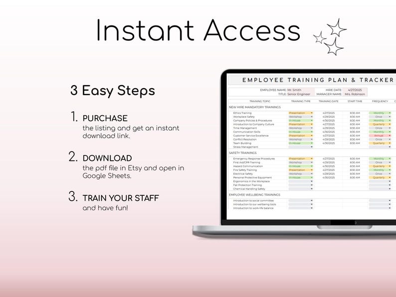 Employee Training Plan & Tracker Template for Google Sheets and ...