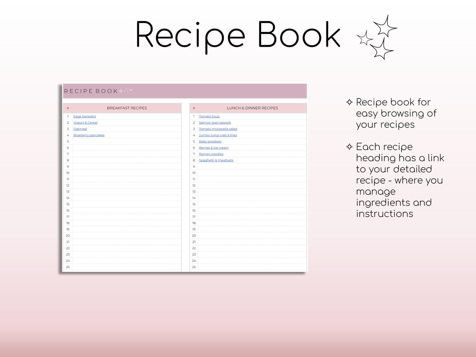 Weekly Meal Planner and Grocery List Google Sheets Digital Template ...