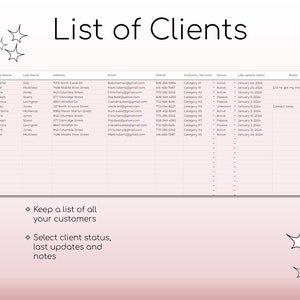 Client Tracker Spreadsheet | Small Business Template | Customer List ...