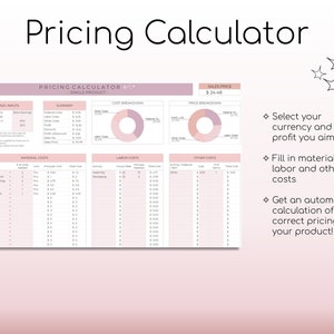 Pricing Calculator Spreadsheet | Small Business Template | Product ...