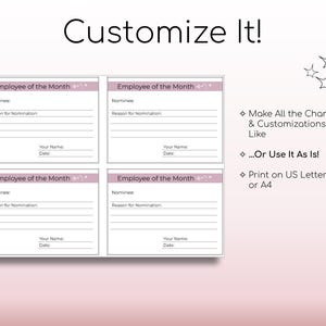 Employee of the Month | Editable Nomination Template | Nomination Card ...