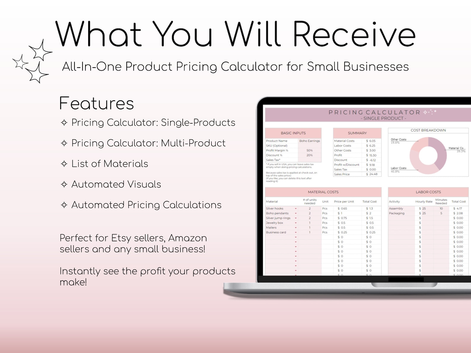 Pricing Calculator Spreadsheet | Small Business Template | Product ...