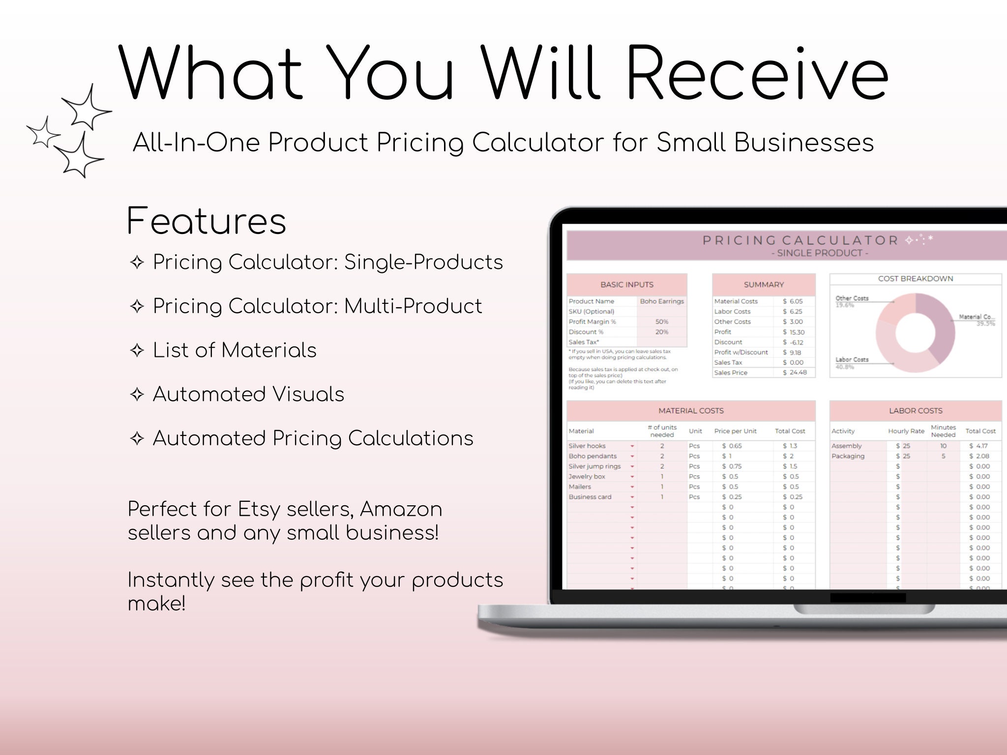 Pricing Calculator Spreadsheet | Small Business Template | Product ...