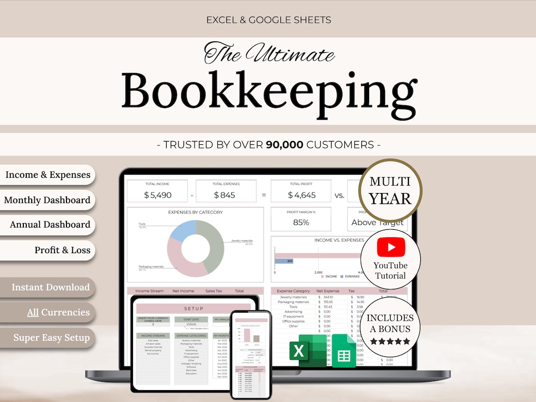 Small Business Bookkeeping Template Excel Bookkeeping Spreadsheet Sales ...