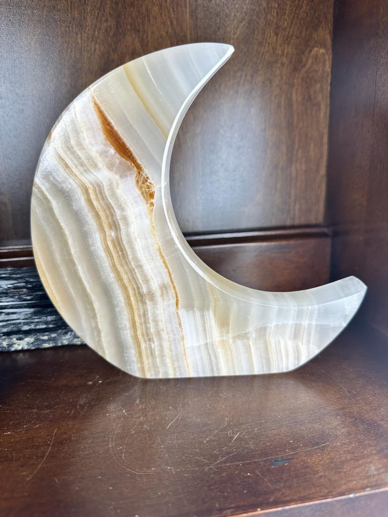Hand-carved Mexican Onyx Crescent Moon: Natural Stone Decor - Etsy