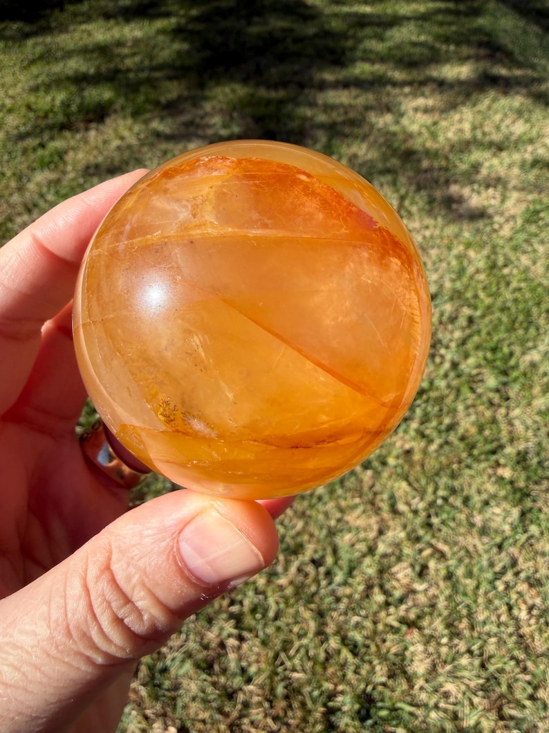 Fire Quartz Sphere, 70MM Brazilian Hematoid Quartz Crystal Ball for ...