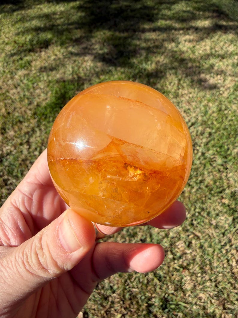 Fire Quartz Sphere, 70MM Brazilian Hematoid Quartz Crystal Ball for ...