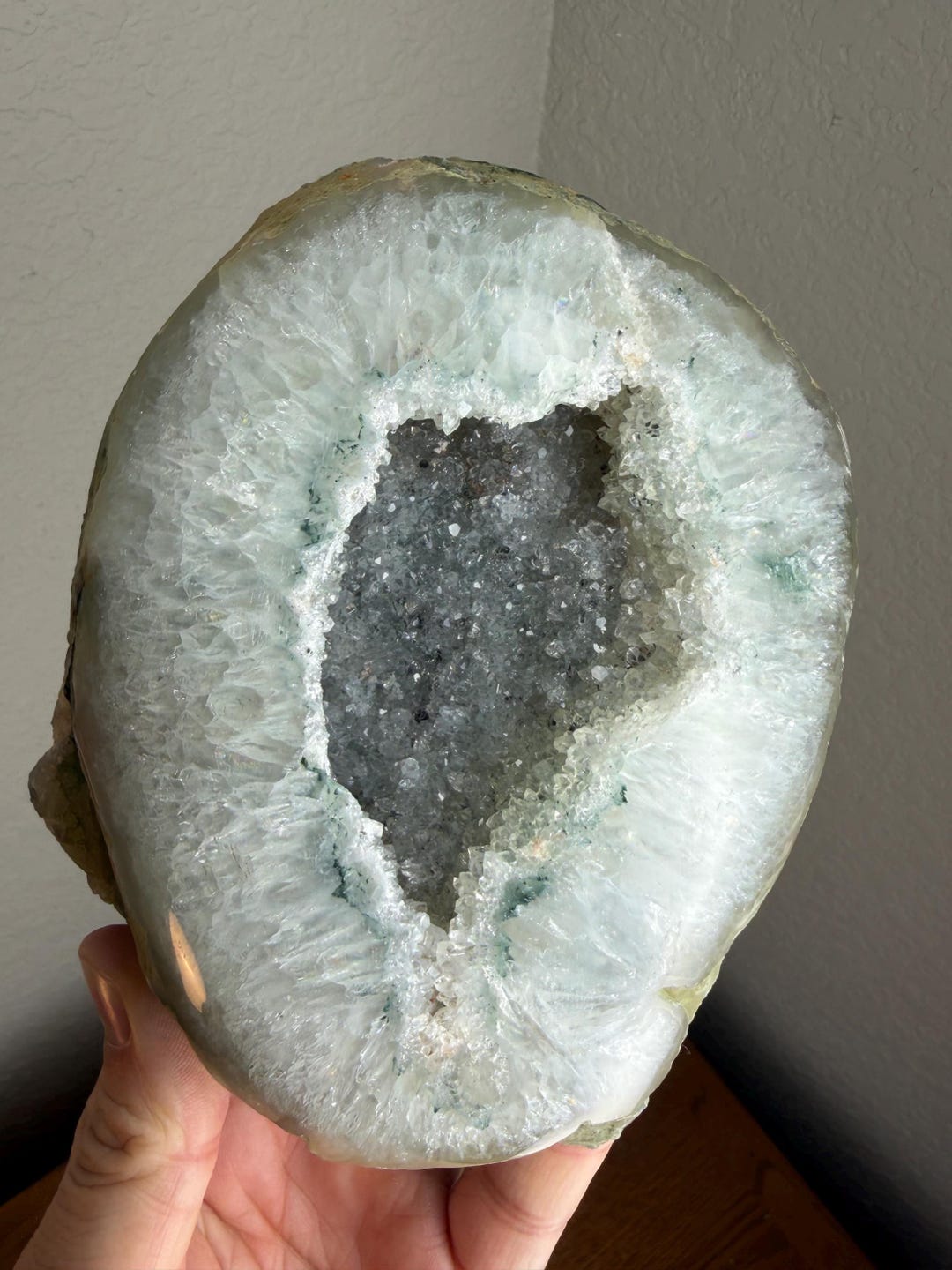 Quartz Geode With Green Inclusions From Brazil, 2lb 6 Oz, Raw ...