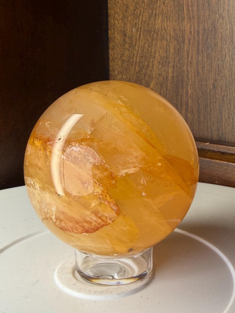 Fire Quartz Sphere, 70MM Brazilian Hematoid Quartz Crystal Ball for ...