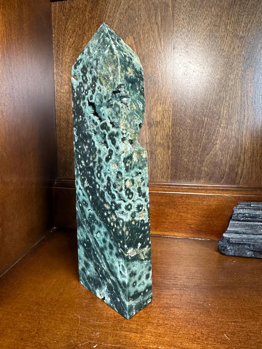Stunning Sea Jasper Tower With Soothing Green Druzy Accents, Orbs, and ...