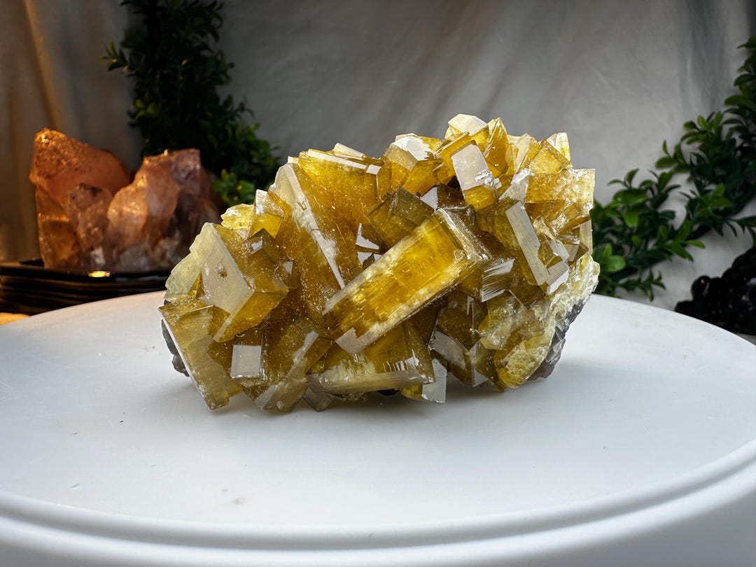 Gorgeous Golden Barite on Bubbly Purple Fluorite | Striking Layered ...