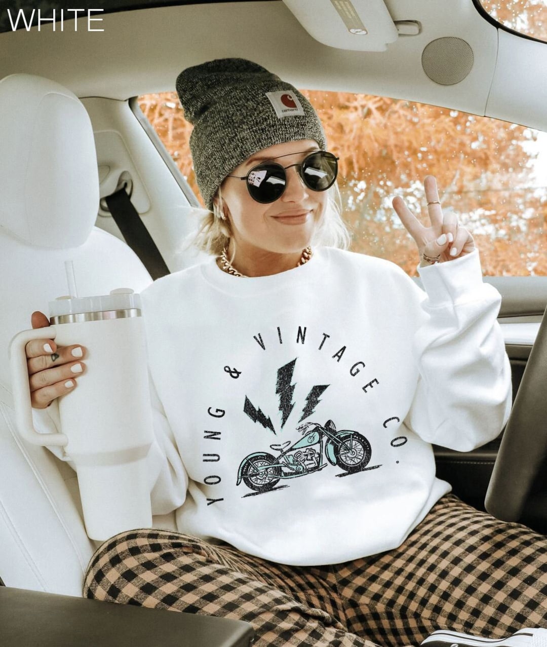 Motorcycle Sweater - Young & Vintage Co. - Motorcycle - Lightning Bolt ...