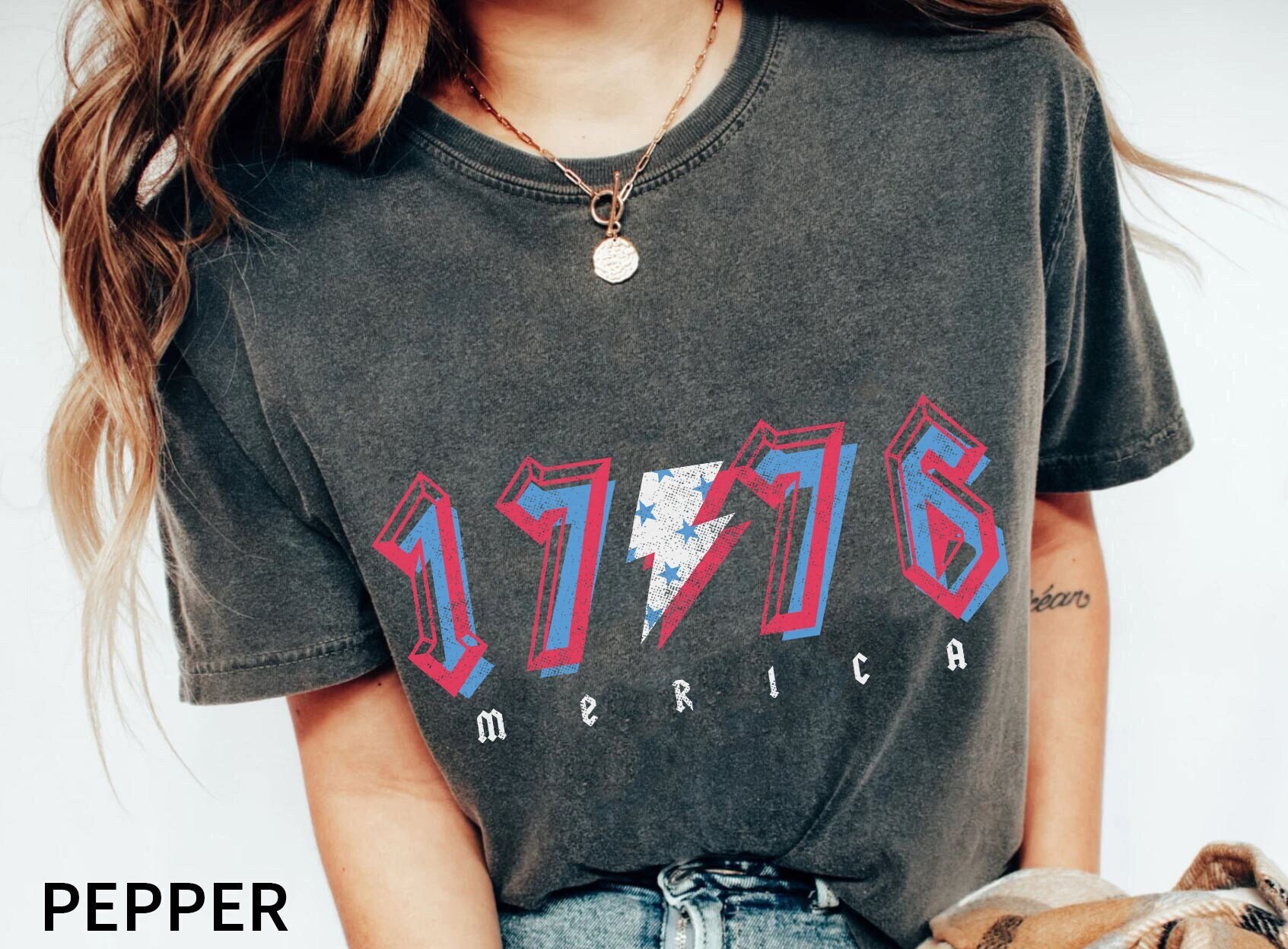 1776 Merica Metal Rock Retro Lightning Bolt American - Etsy