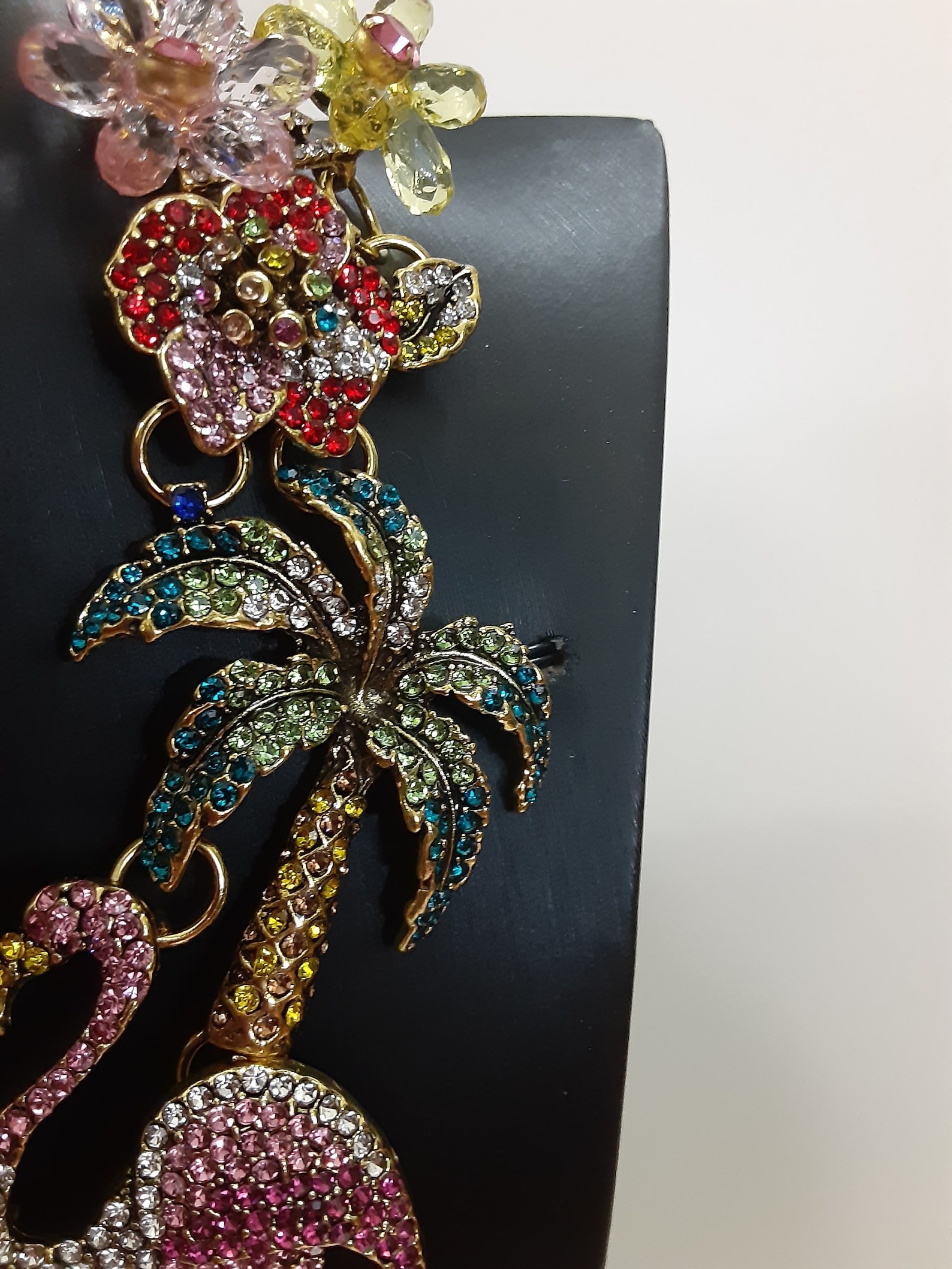 Floral Flamingo Statement Rhinestone Necklace/ Statement Necklaces ...