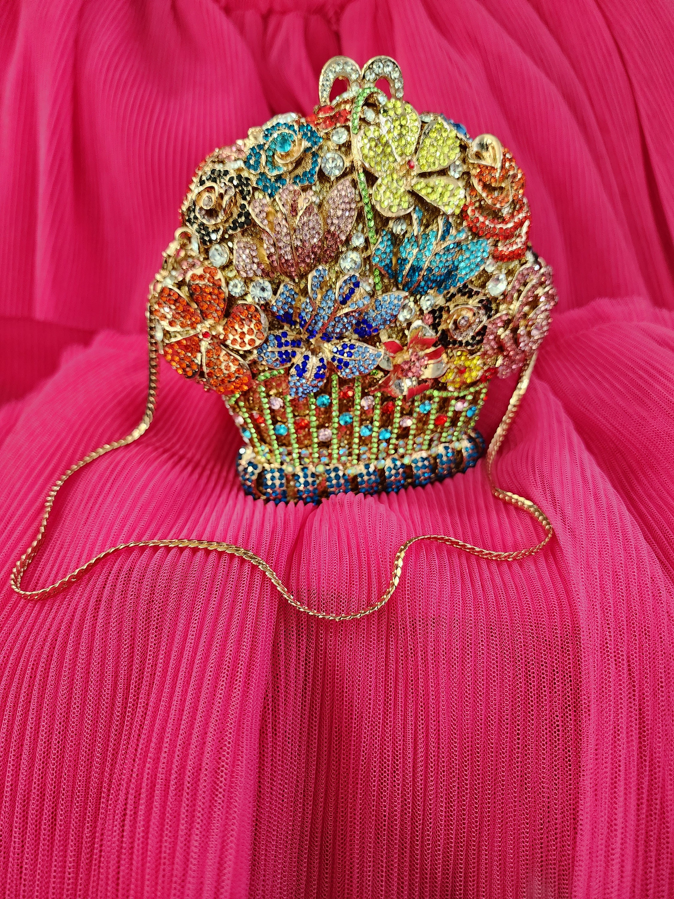 Statement Colorful Rhinestone Floral Clutch/ Evening Clutch/ Rainbow ...