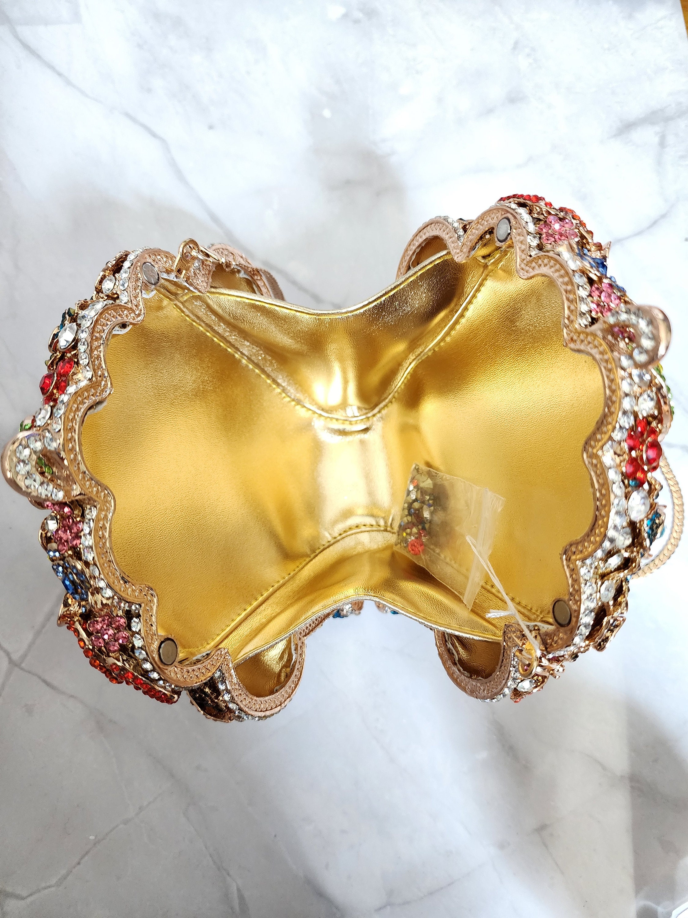 Statement Colorful Rhinestone Floral Clutch/ Evening Clutch/ Rainbow ...