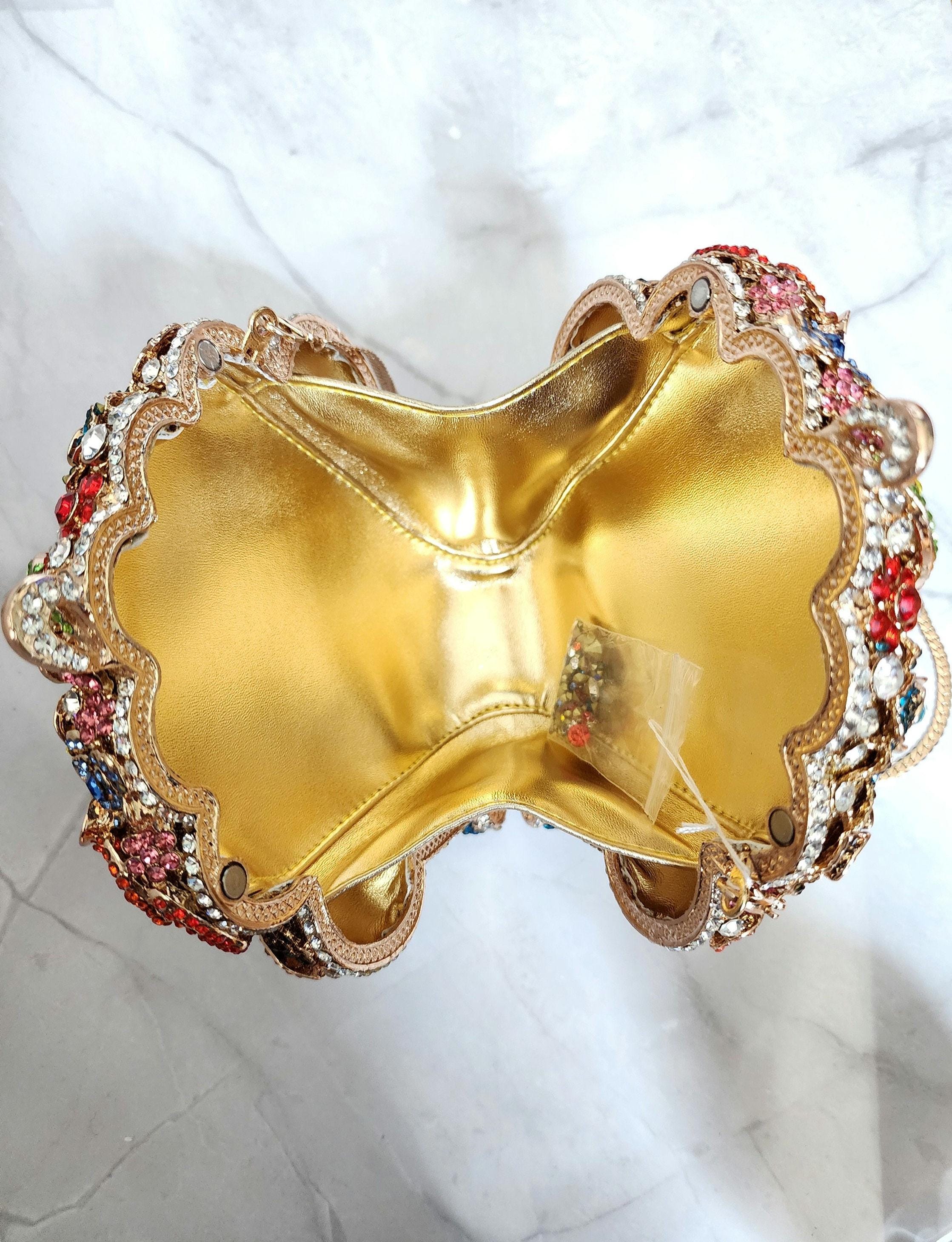 Statement Colorful Rhinestone Floral Clutch/ Evening Clutch/ Rainbow ...