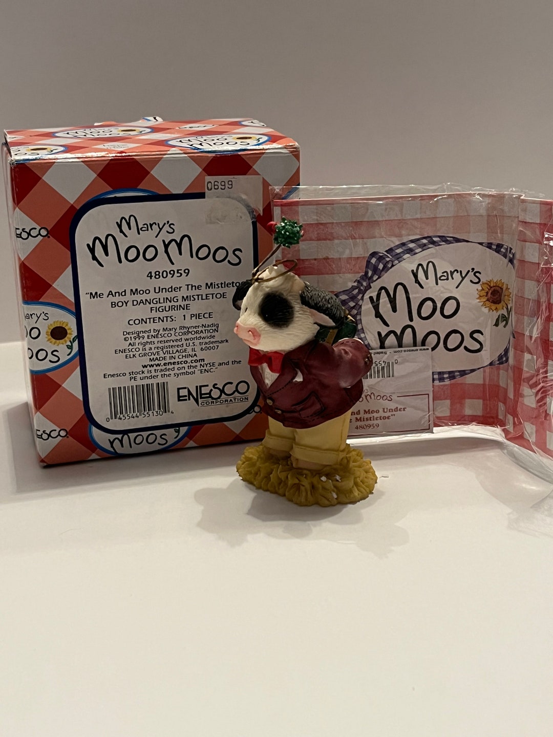 Mary's Moo Moos Me and Moo Under the Mistletoe Figurine 480959 - Etsy