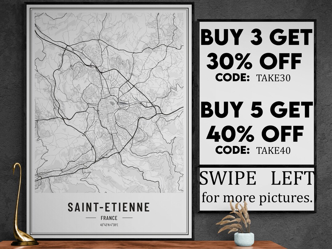 Saint-Etienne France City Map Print Poster Map Print poster Minimalist ...