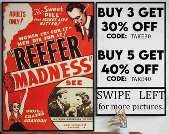Marijuana 1930s Smoking Reefer Madness Vintage Style Movie Poster - Etsy