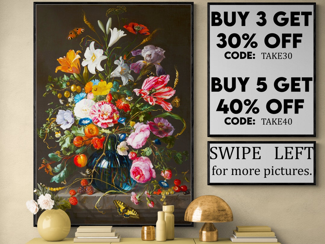Dutch Floral Still Life Botanical Print, Floral Poster, Antique ...