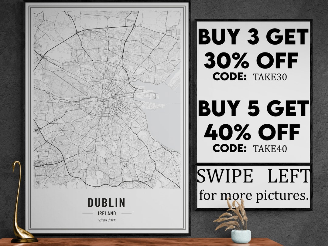 Dublin Ireland City Map Print Poster Map Print Poster Minimalist Map ...