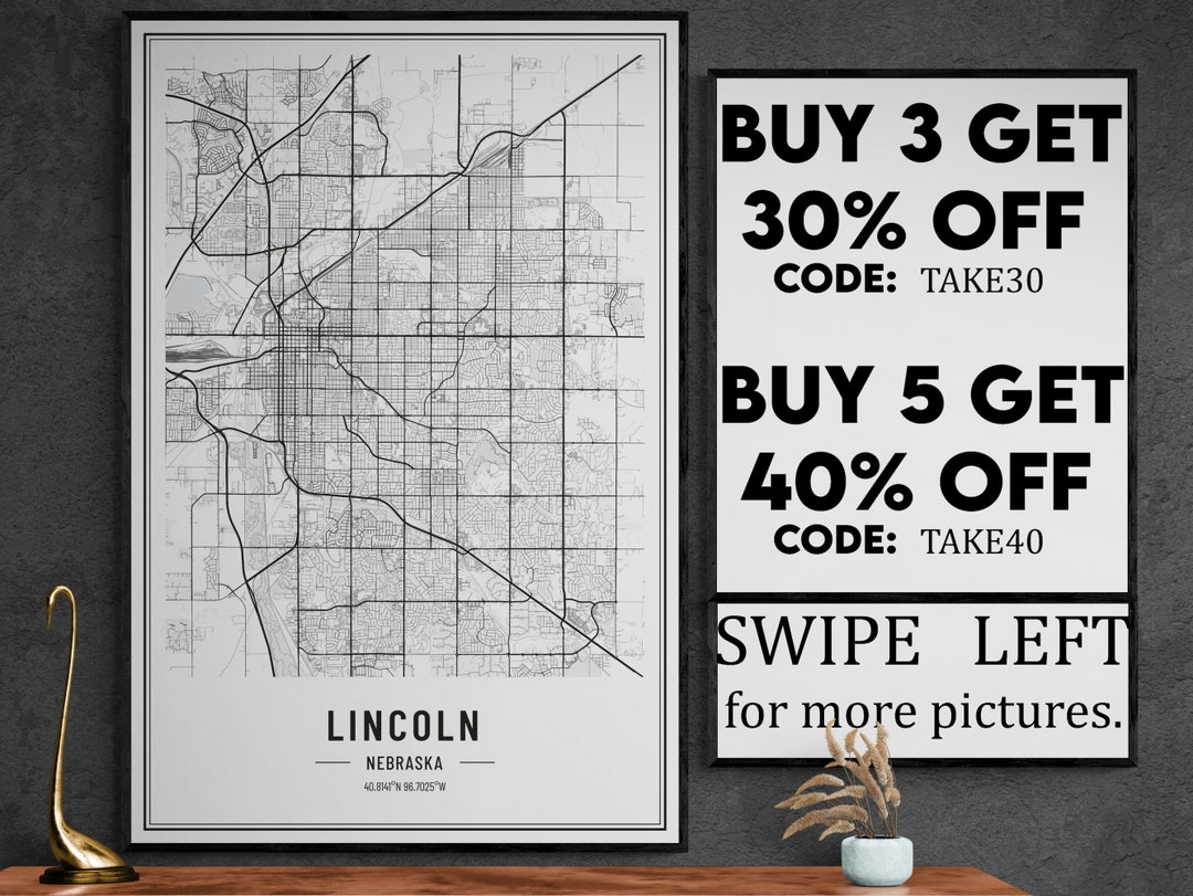 Lincoln Nebraska State Map Print Poster USA Map Print Poster Minimalist ...