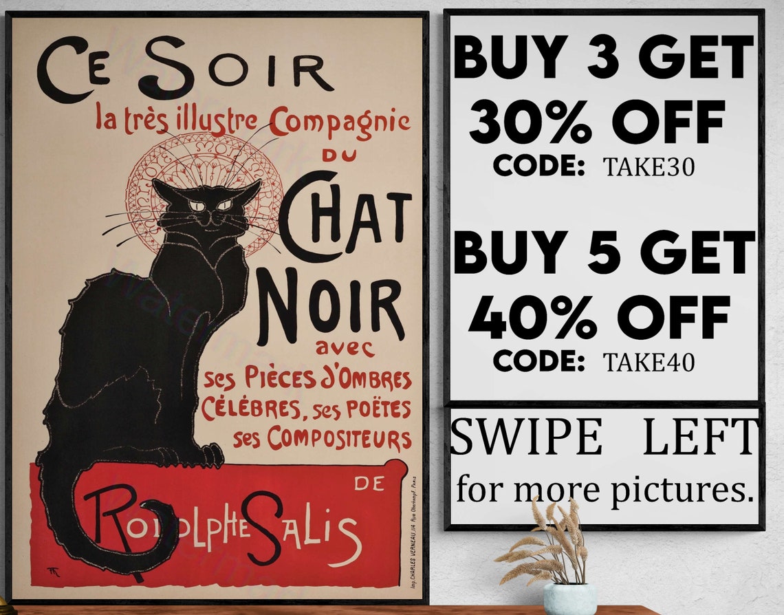 Rodolphe Salis Le Chat Noir Poster 1896 Theophile Steinlen - Etsy UK