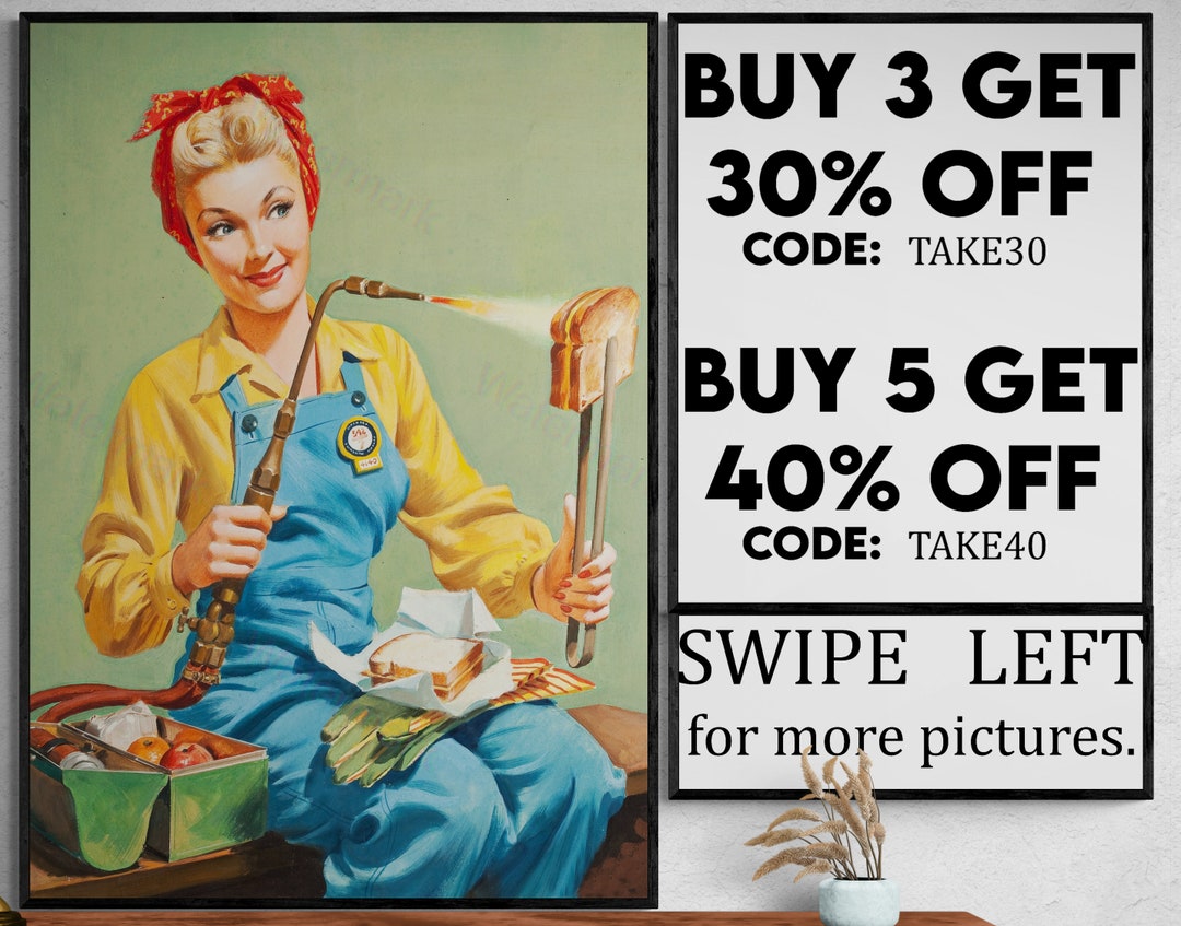 Retro Kitchen Art Pin-up Art Vintage Kitchen Pin-up Print Grilled ...