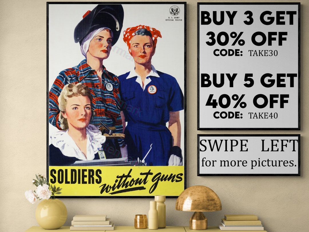 Vintage Soldiers Without Guns Poster Vintage Wall Art WWII Vintage ...