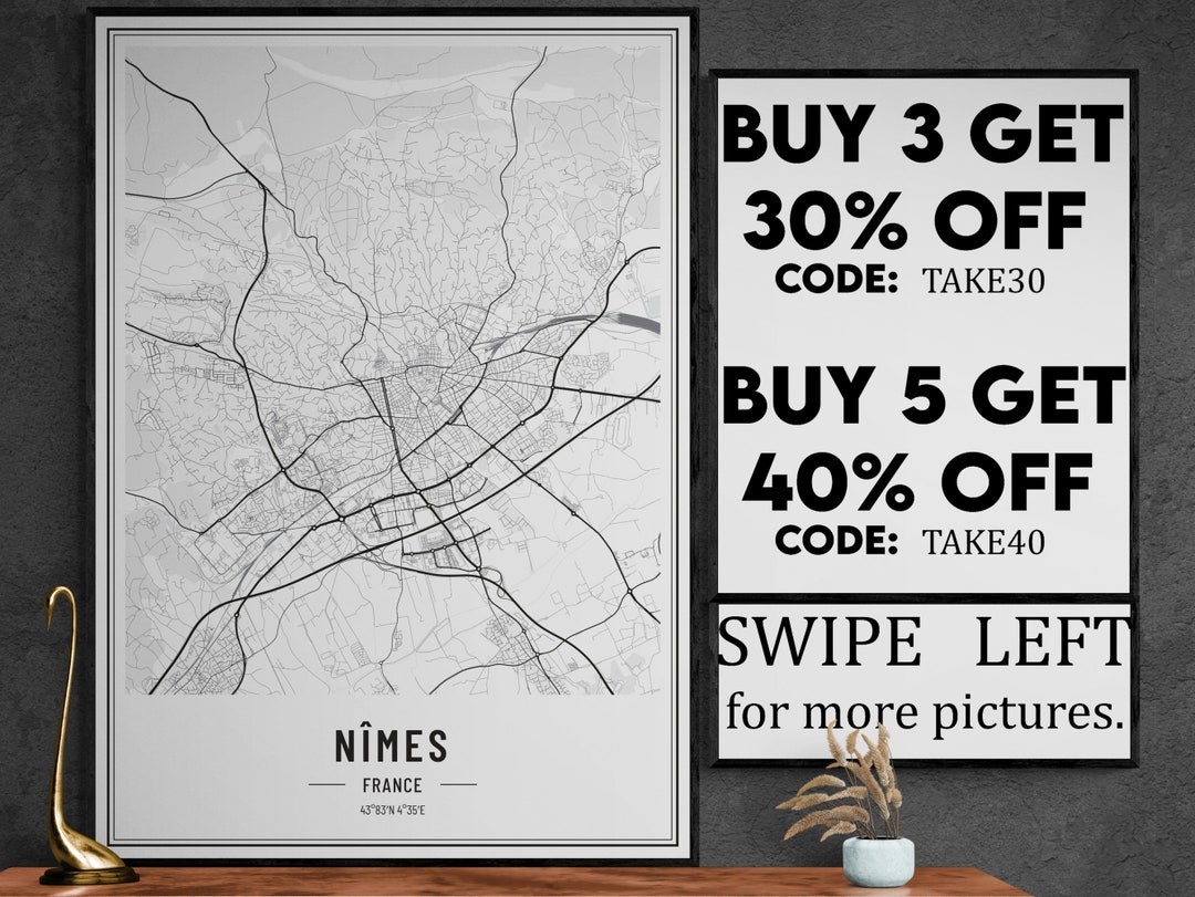 Nimes France City Map Print Poster Map Print Poster Minimalist Map City ...