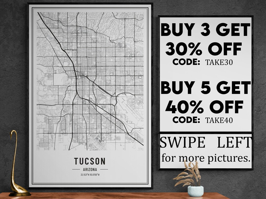 Tucson Arizona State Map Print Poster USA Map Print Poster Minimalist ...