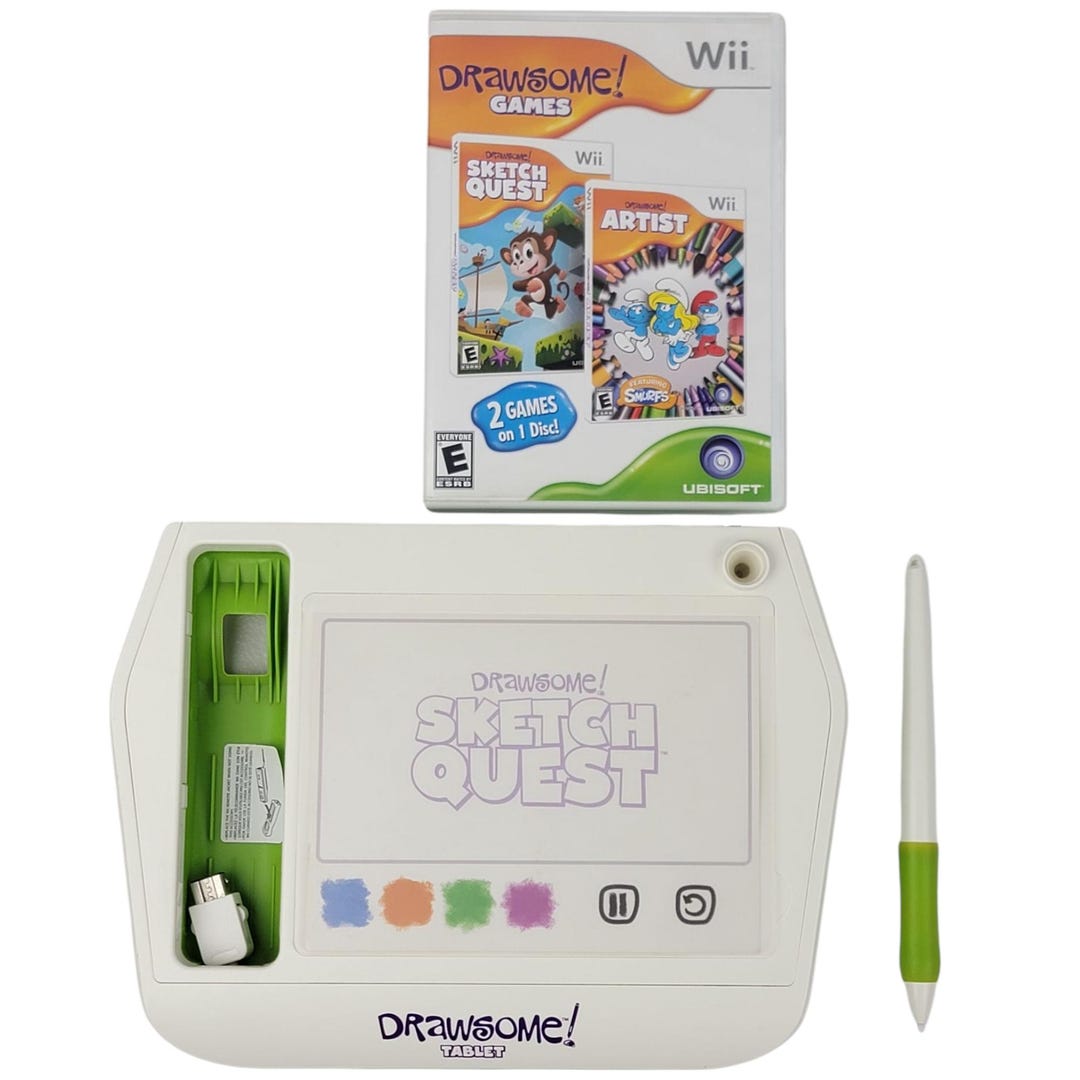 Nintendo Wii Drawsome Games Sketch Quest & Artist W Drawsome Tablet - Etsy