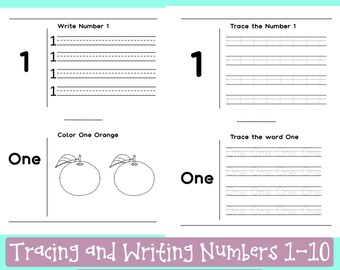Tracing and Writing Numbers 1-10 Work Coloring Pages 22 Sheets - Etsy