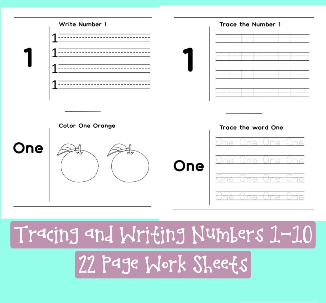 Tracing and Writing Numbers 1-10 Work Coloring Pages 22 Sheets - Etsy
