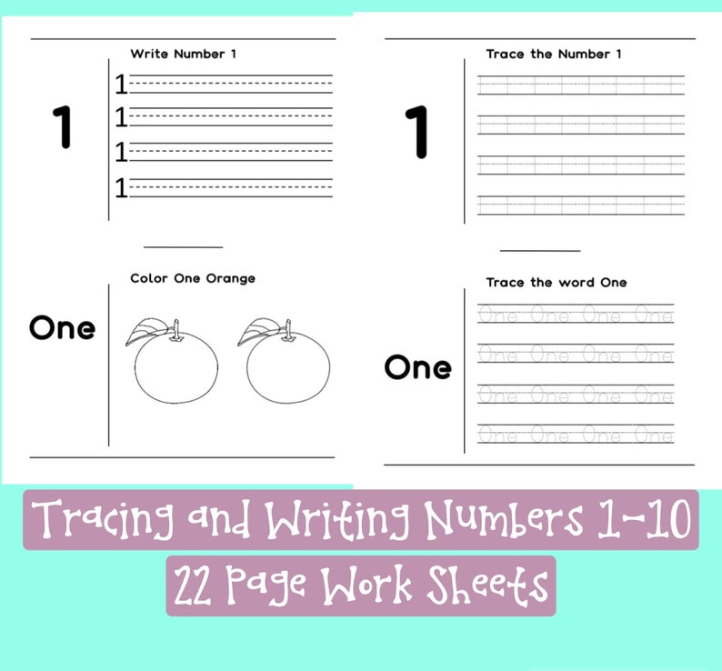 Tracing and Writing Numbers 1-10 Work Coloring Pages 22 Sheets - Etsy